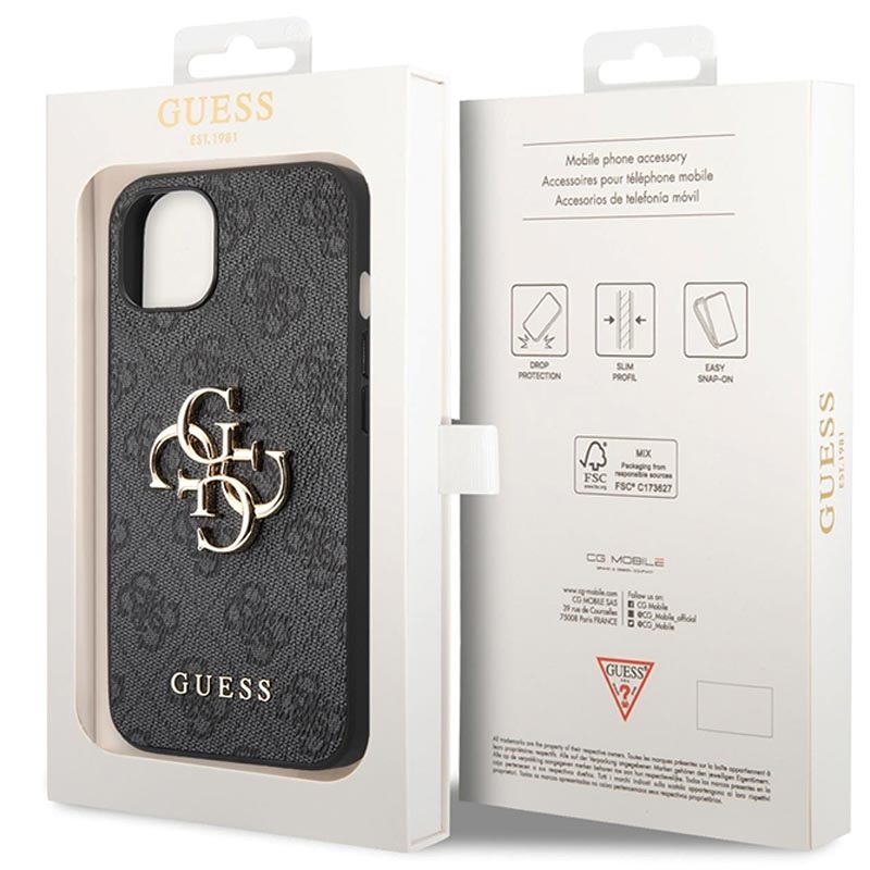 Coque Hybride iPhone 14 Plus Guess 4G Big Metal Logo - Grise